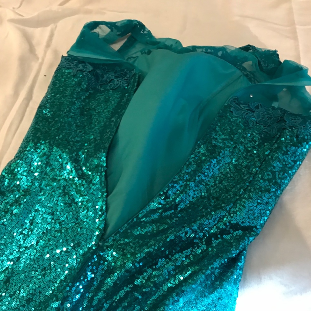 Formal Teal Sequins Dress Gown - Gem